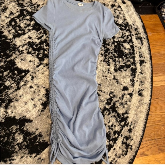 Garage | Dresses | Garage Light Blue Ruched Midi Dress | Poshmark